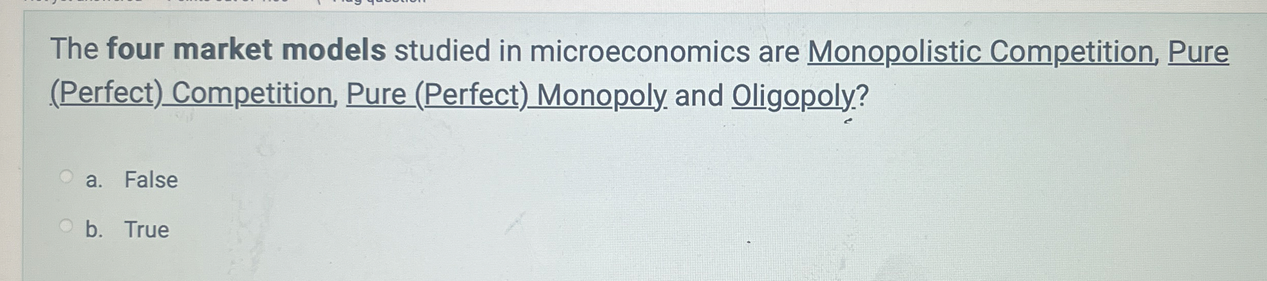 Solved The four market models studied in microeconomics are | Chegg.com