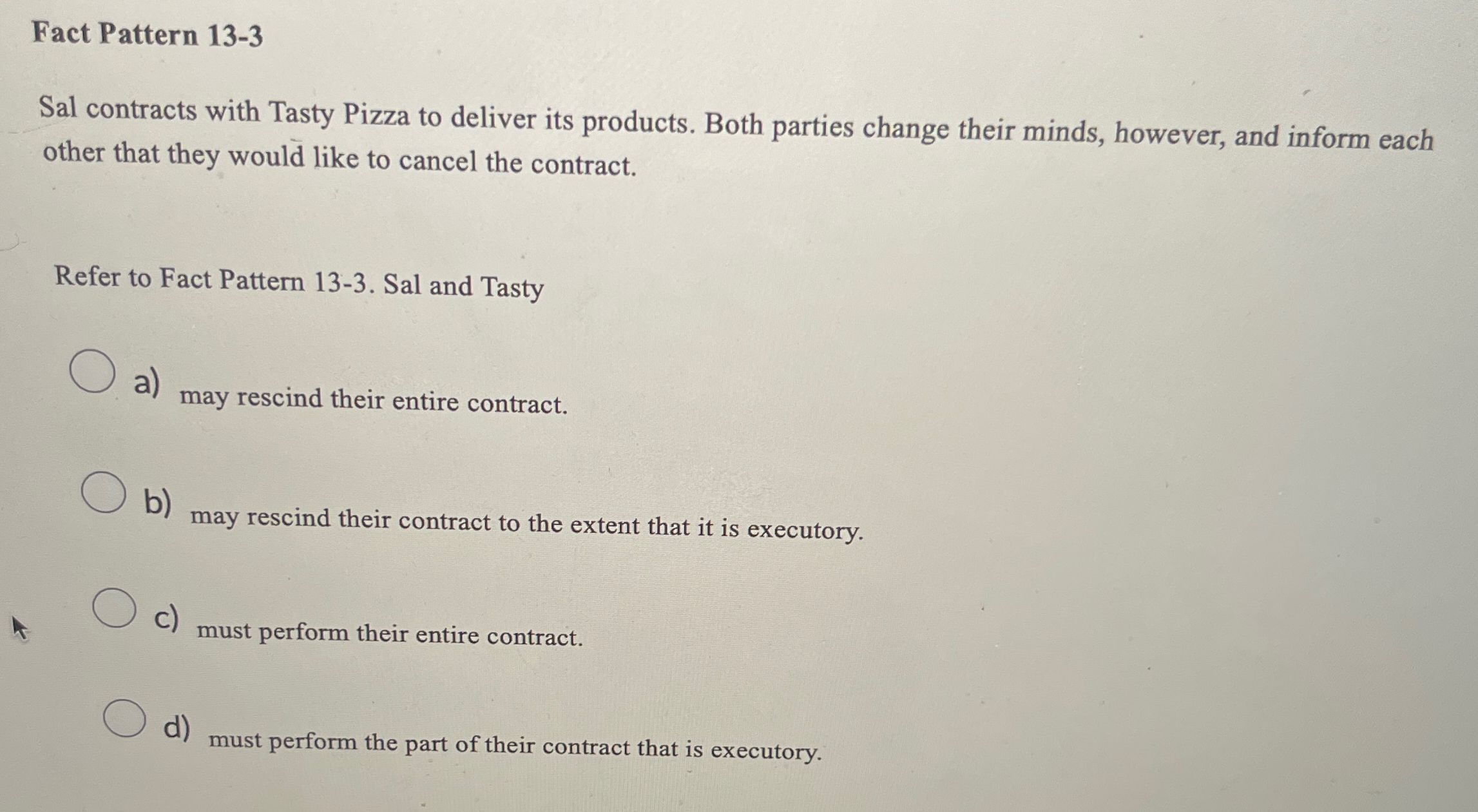 Solved Fact Pattern 13-3Sal contracts with Tasty Pizza to | Chegg.com