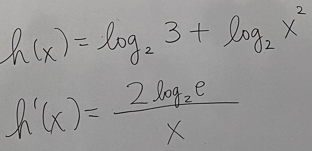 Solved h(x)=log23+log2xh′(x)=x2log2e | Chegg.com