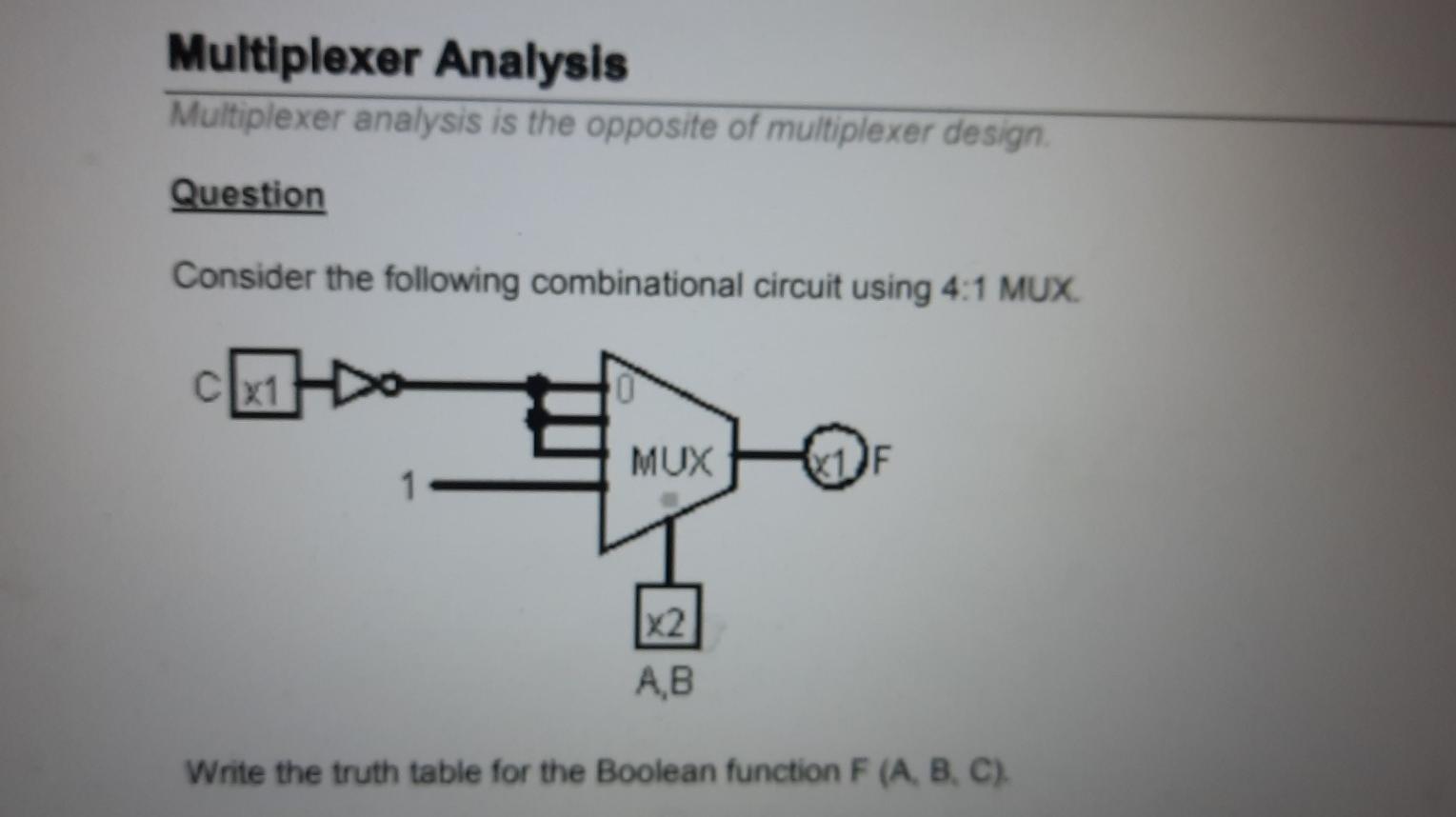Solved Multiplexer Analysis Multiplexer analysis is the | Chegg.com