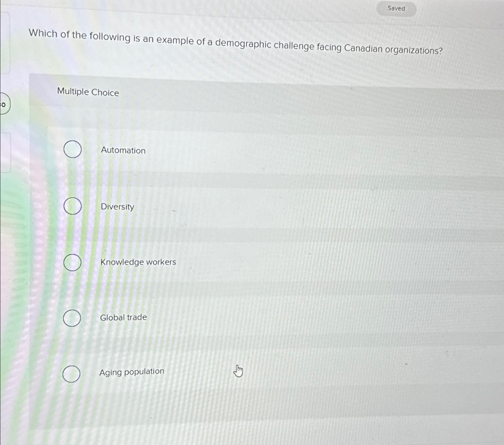 Solved Which of the following is an example of a demographic | Chegg.com