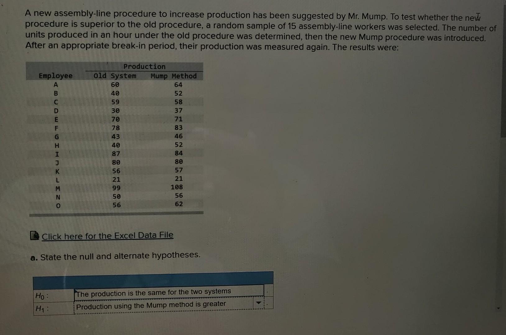 Solved A new assembly-line procedure to increase production | Chegg.com