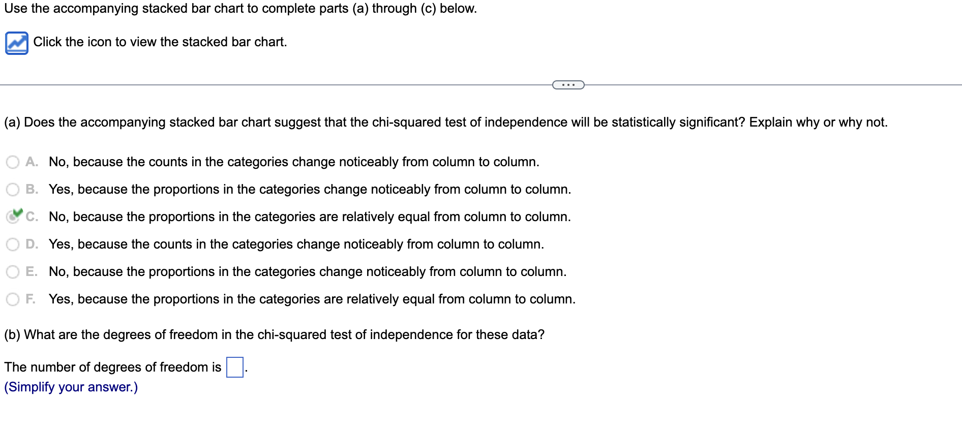 Solved Use the accompanying stacked bar chart to complete | Chegg.com