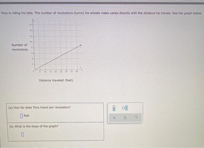 Solved tony is riding his bike. the number of revolutions | Chegg.com