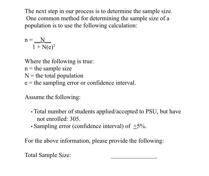 Solved The next step in our process is to determine the | Chegg.com