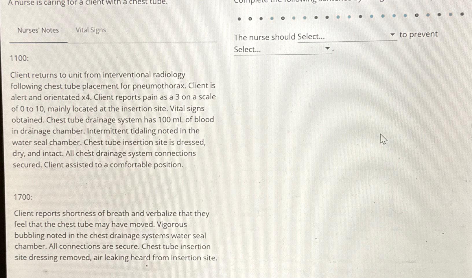 Solved Nurses' NotesVital Signs1100:Client returns to unit | Chegg.com
