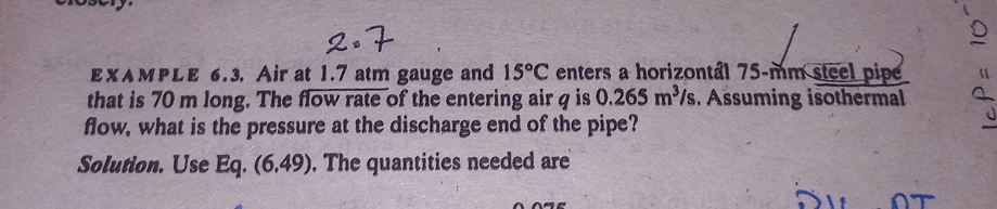 EXAMPLE 6.3. ﻿Air at 2.7atm gauge and 15°C ﻿enters a | Chegg.com