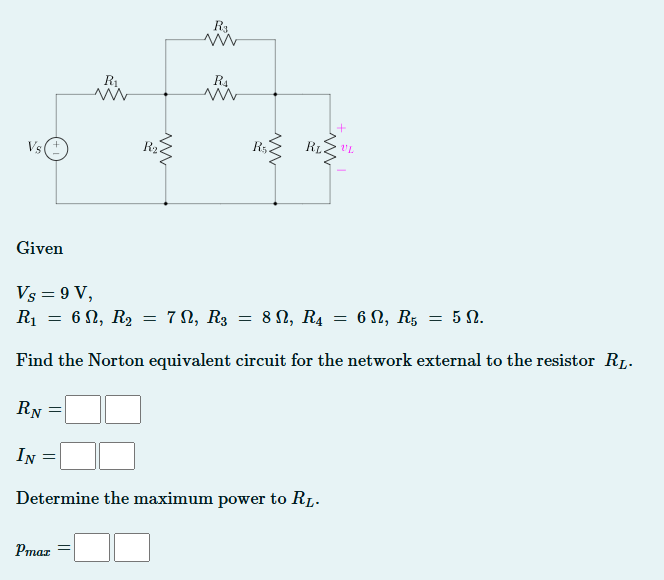 Solved GivenVS=9V,R1=6Ω,R2=7Ω,R3=8Ω,R4=6Ω,R5=5ΩFind the | Chegg.com
