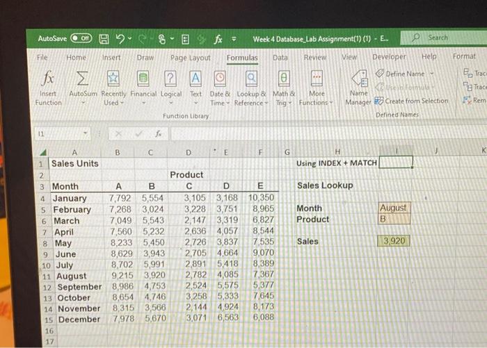 Solved what is the formula for this data using index + MATCH | Chegg.com