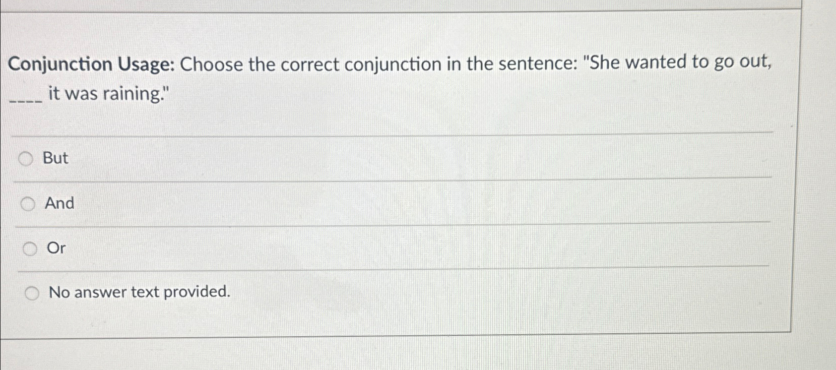 Solved Conjunction Usage: Choose the correct conjunction in | Chegg.com