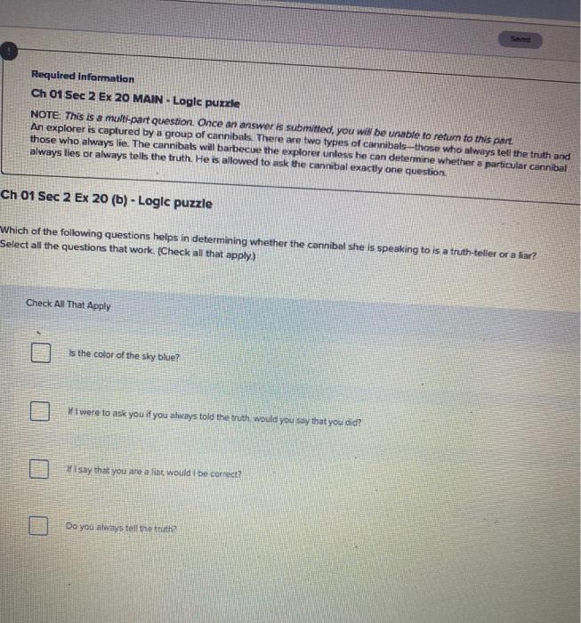 Solved Required information Ch 01 Sec 2 Ex 20 MAIN - Logic | Chegg.com