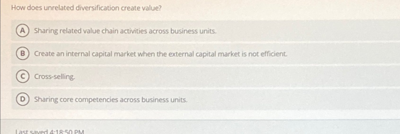 Solved How does unrelated diversification create | Chegg.com