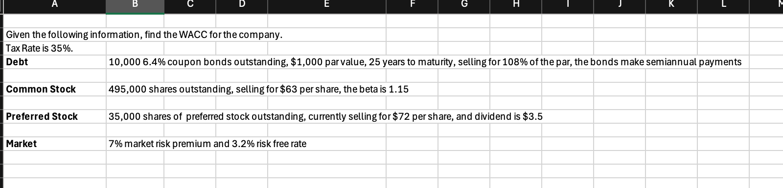 Solved Given the following information, find the WACC for | Chegg.com
