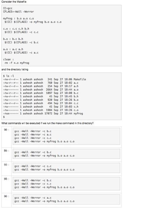 Consider the Makefile CC-gcc CFLAGS-Wall -Werror | Chegg.com
