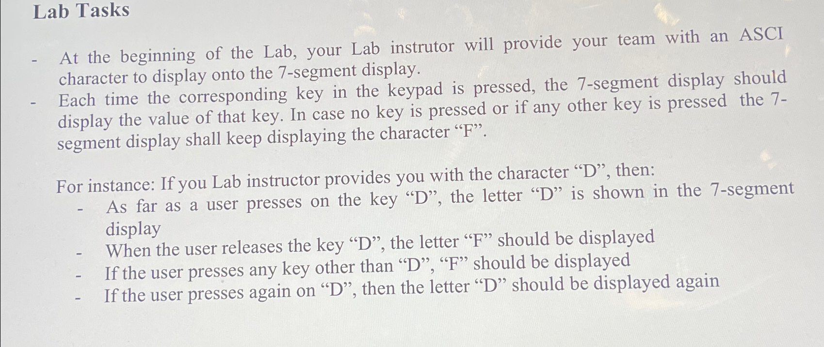 Solved Lab TasksAt the beginning of the Lab, your Lab | Chegg.com