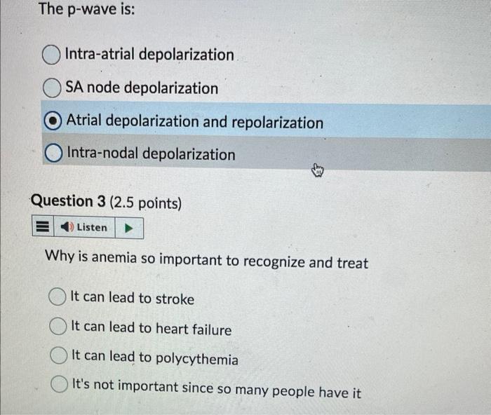 Solved Intra-atrial depolarization SA node depolarization | Chegg.com