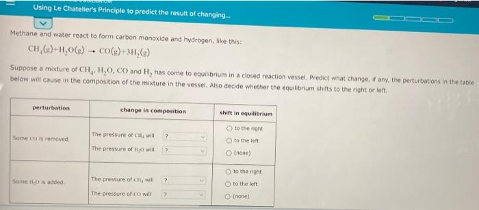 Solved Using Le Chatelier's Principle to predict the result | Chegg.com