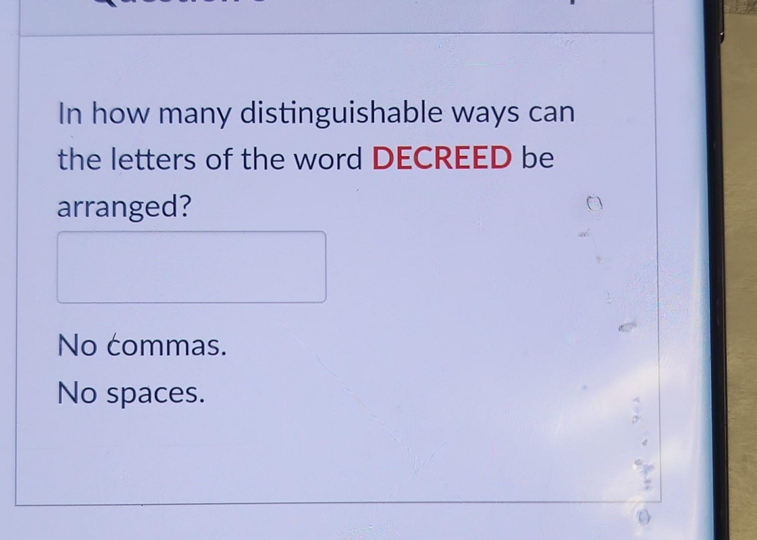 Solved In how many distinguishable ways can the letters of | Chegg.com