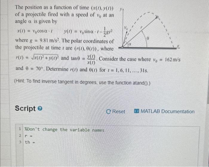 Solved The position as a function of time (x(t),y(t)) of a | Chegg.com