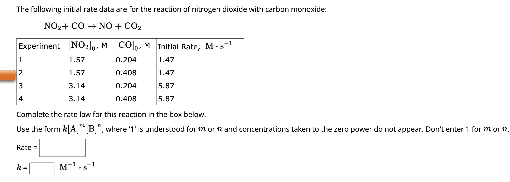 Solved The Following Initial Rate Data Are For The Reaction
