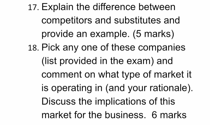Solved 17. Explain the difference between competitors and | Chegg.com