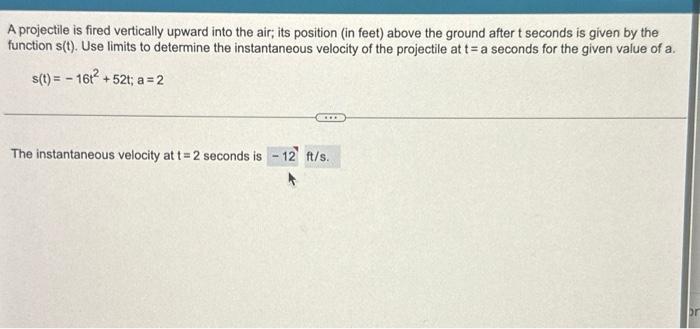 Solved A projectile is fired vertically upward into the air; | Chegg.com