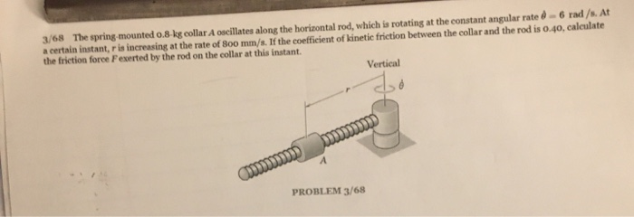 Solved 3/68 The spring mounted 0.8 kg collar A oscillates | Chegg.com