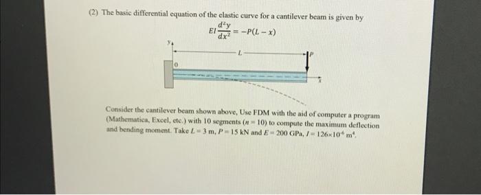 Solved (2) The basic differential equation of the elastic | Chegg.com