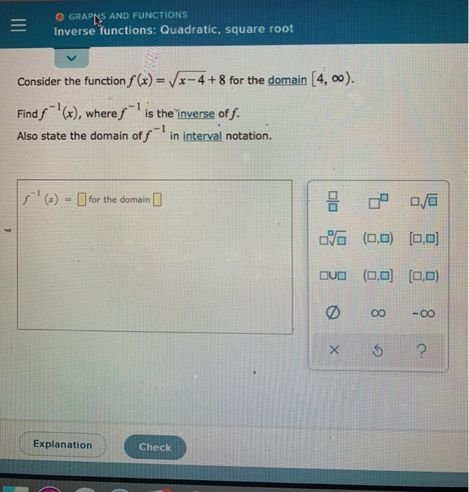 Solved O GRAPNS AND FUNCTIONS Inverse functions: Quadratic, | Chegg.com