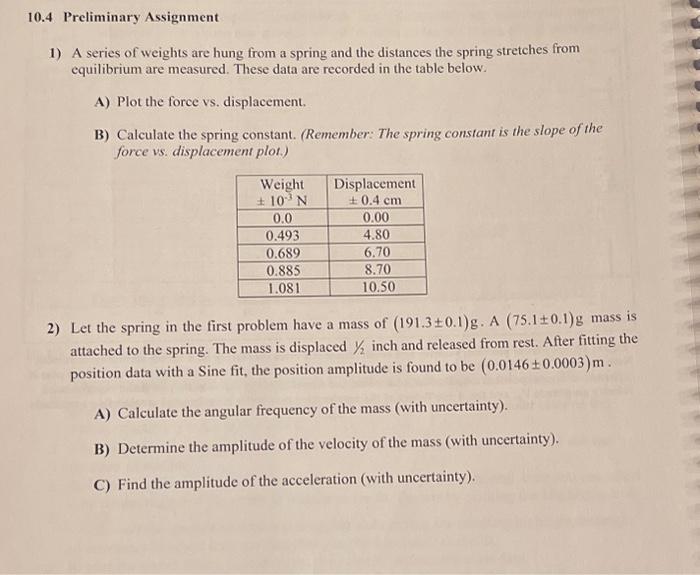 Solved do number 2please from A to C10.4 Preliminary | Chegg.com