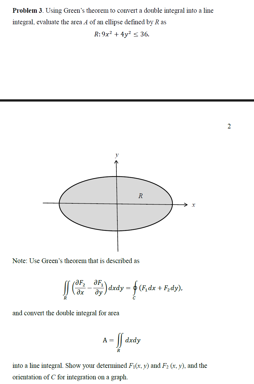 Solved Problem 3. ﻿Using Green's theorem to convert a double | Chegg.com