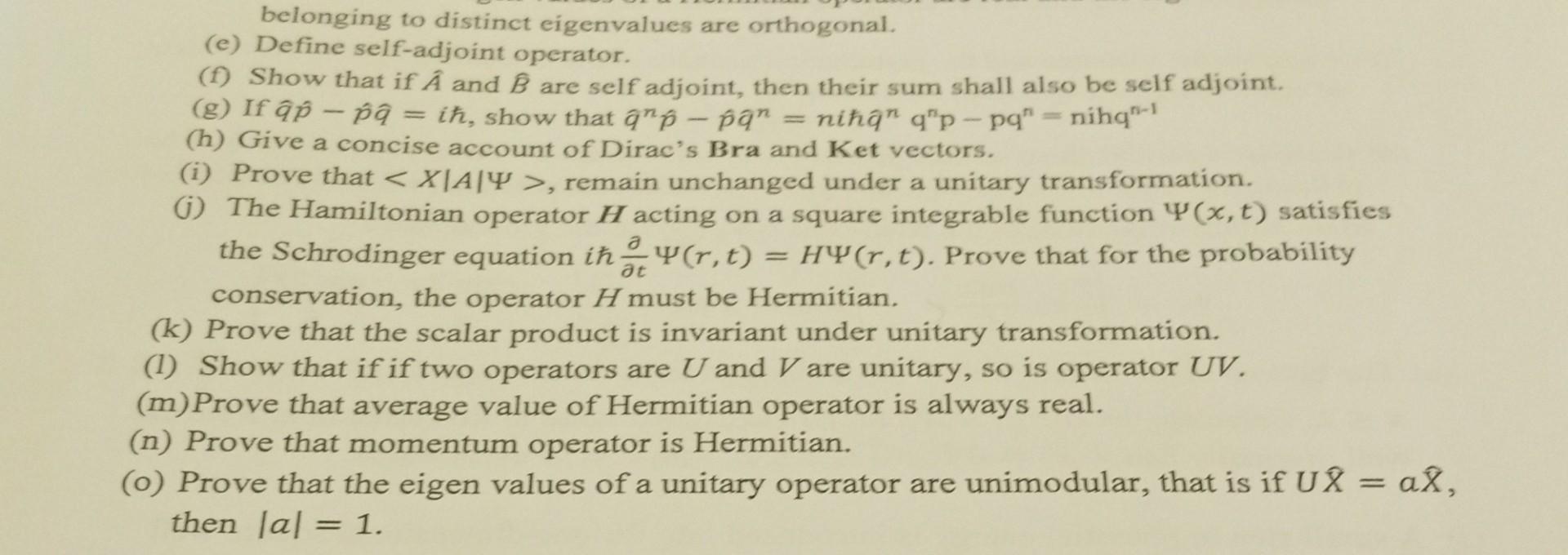 Solved belonging to distinct eigenvalues are orthogonal. (e) | Chegg.com
