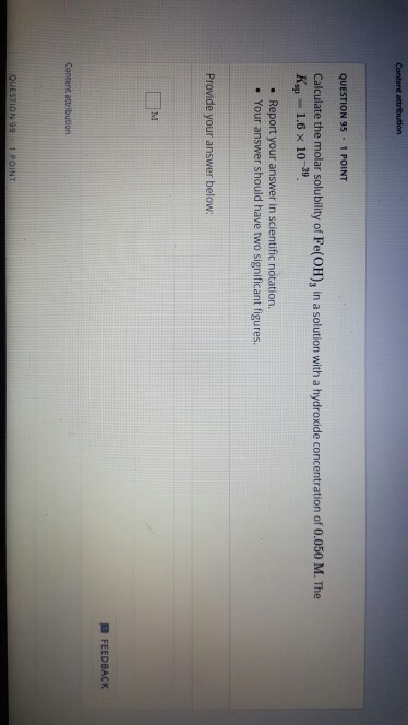 Solved Content attribution QUESTION 95 . 1 POINT Calculate | Chegg.com