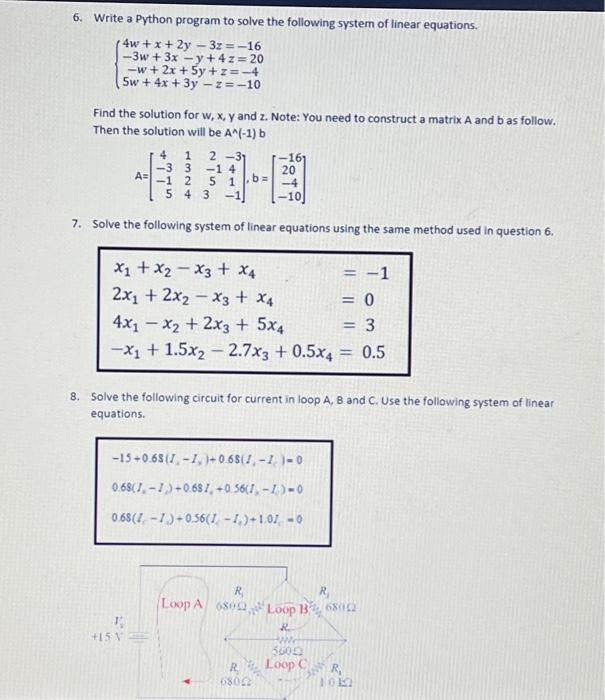 Solved 6. Write a Python program to solve the following | Chegg.com