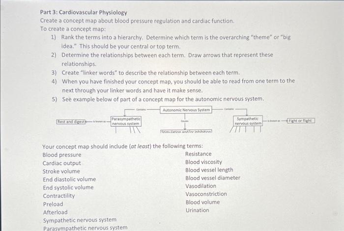 Solved Part 3: Cardiovascular Physiology Create a concept | Chegg.com