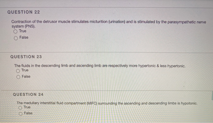 Solved QUESTION 22 Contraction of the detrusor muscle | Chegg.com