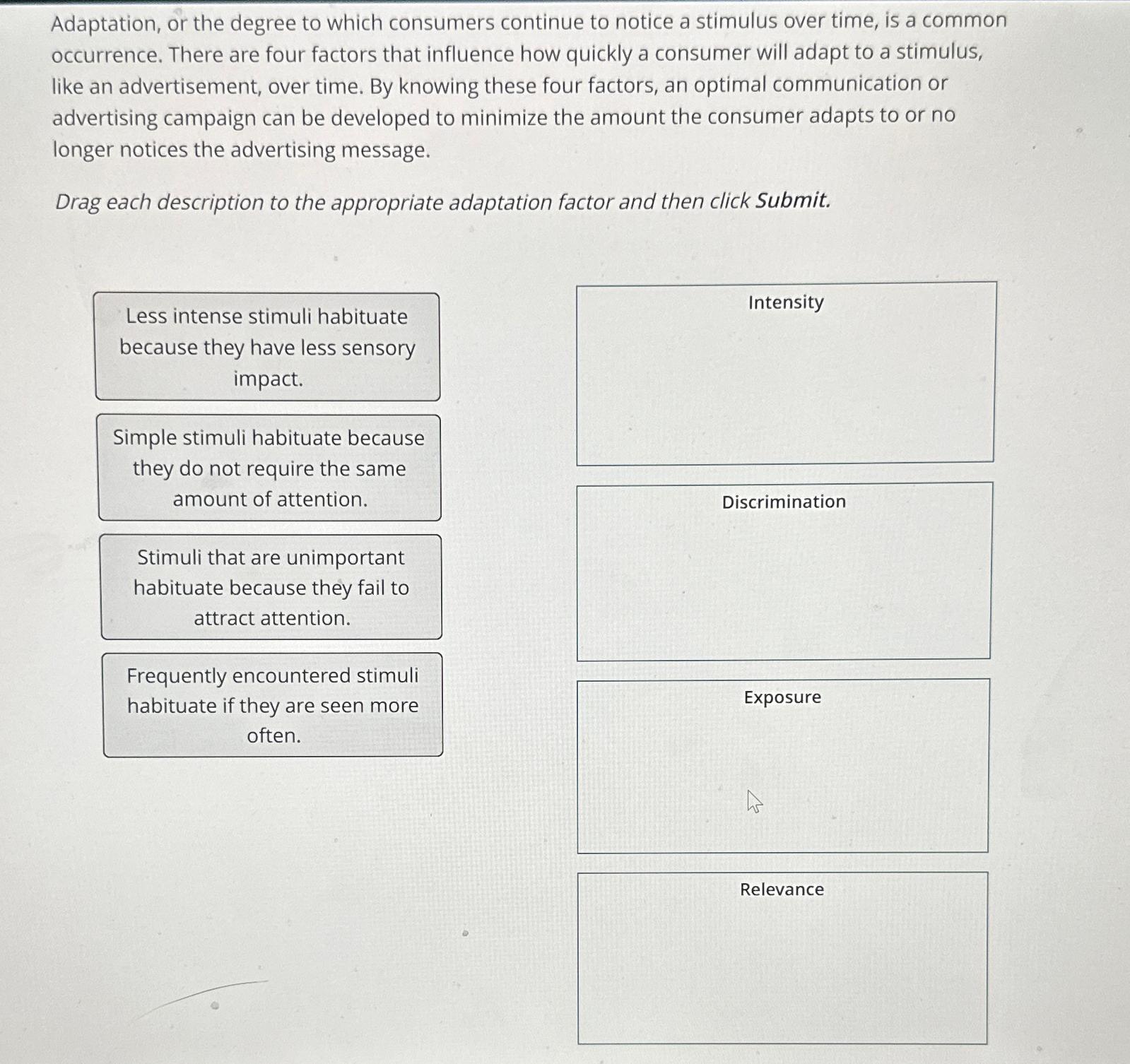 Solved Adaptation, or the degree to which consumers continue | Chegg.com