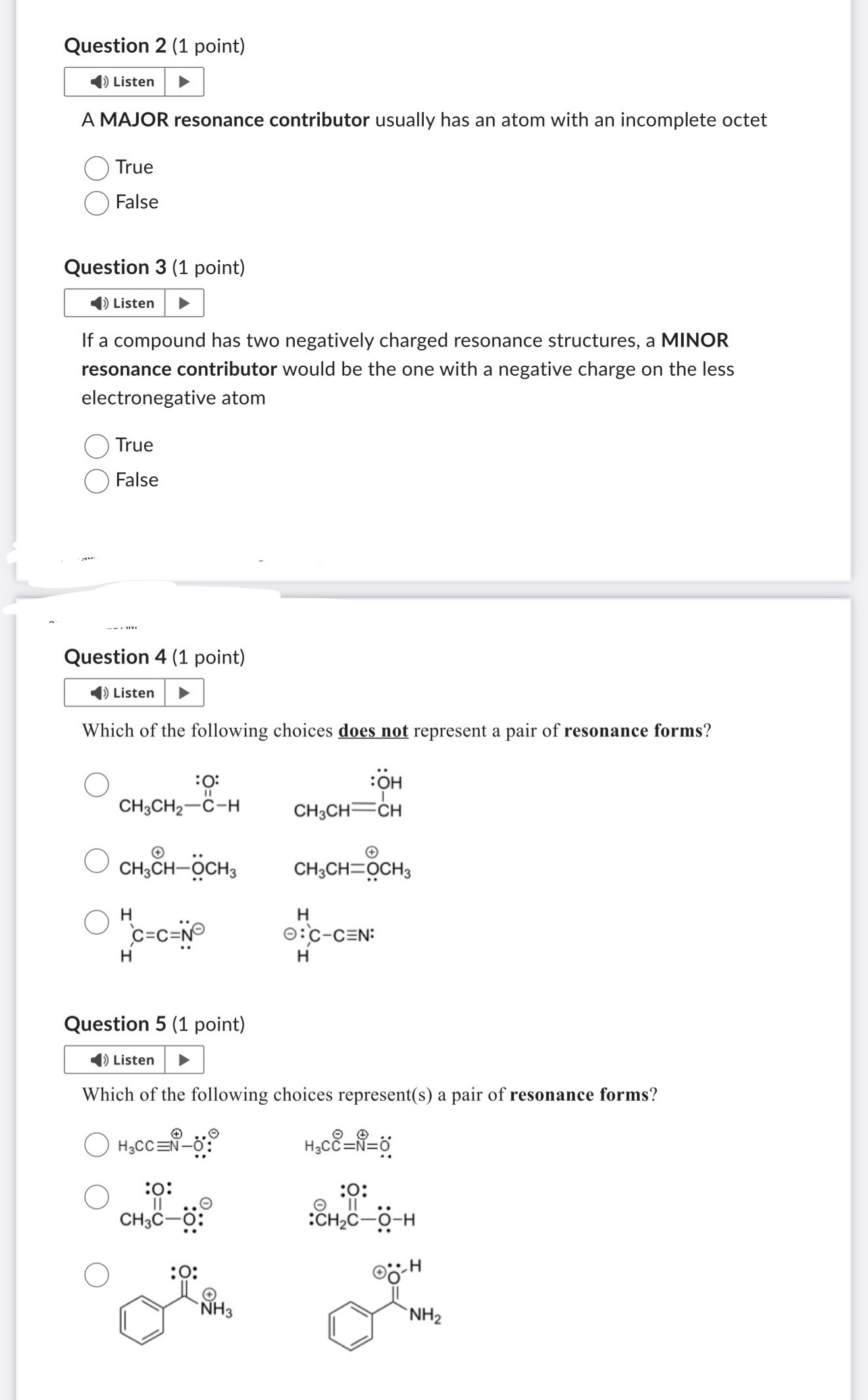 Solved Question 2A MAJOR resonance contributor usually has | Chegg.com