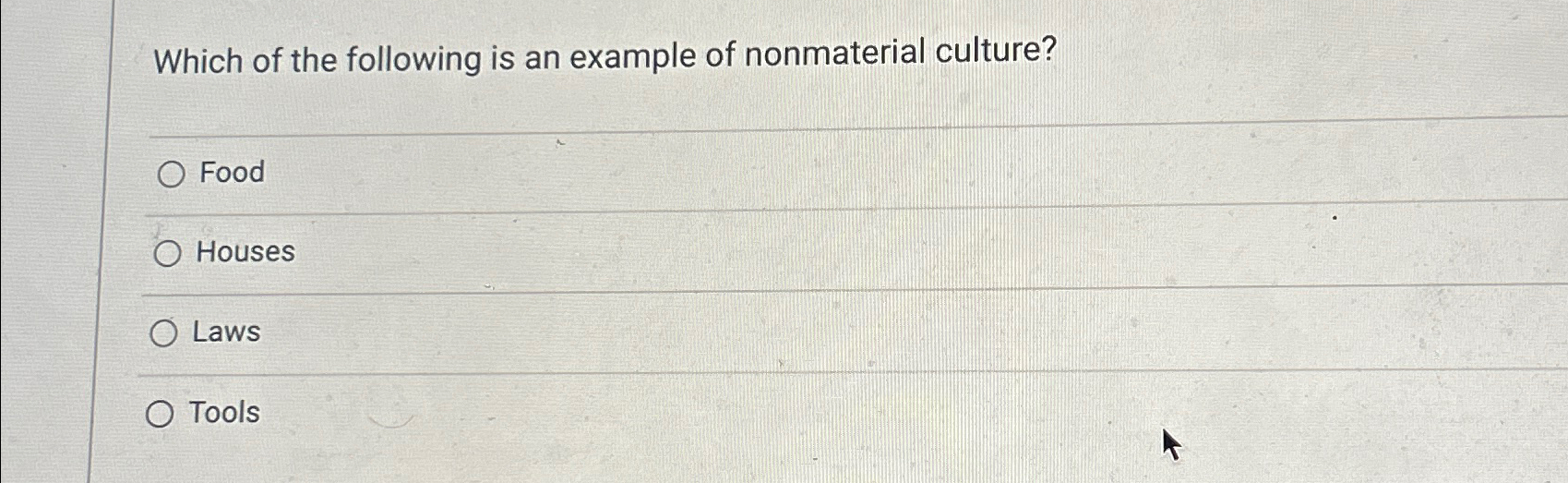 Solved Which of the following is an example of nonmaterial | Chegg.com