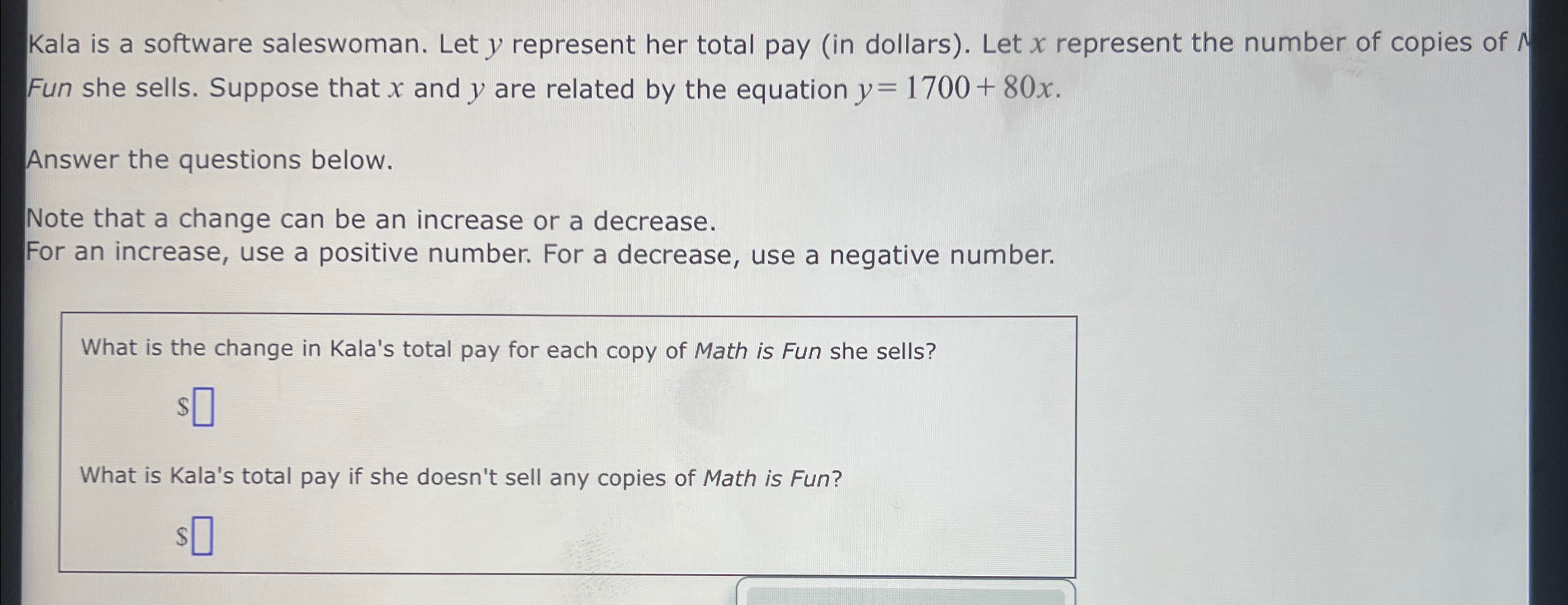 Solved Kala is a software saleswoman. Let y ﻿represent her | Chegg.com