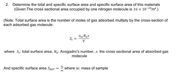 Solved 2. Determine the total and specific surface area and | Chegg.com