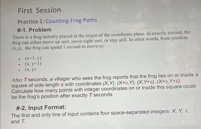 Solved First Session Practice 1: Counting Frog Paths #-1. | Chegg.com Solved First Session Practice 1: Counting Frog Paths #-1. | Chegg.com