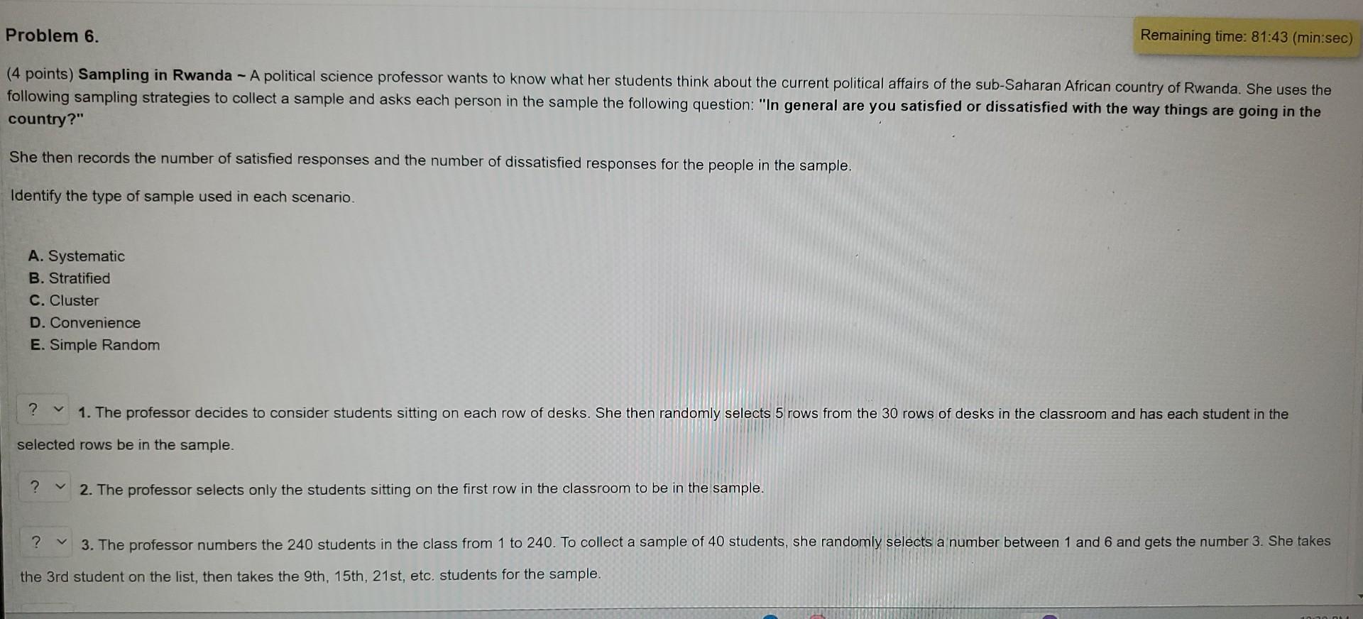 Solved (4 points) Sampling in Rwanda - A political science | Chegg.com