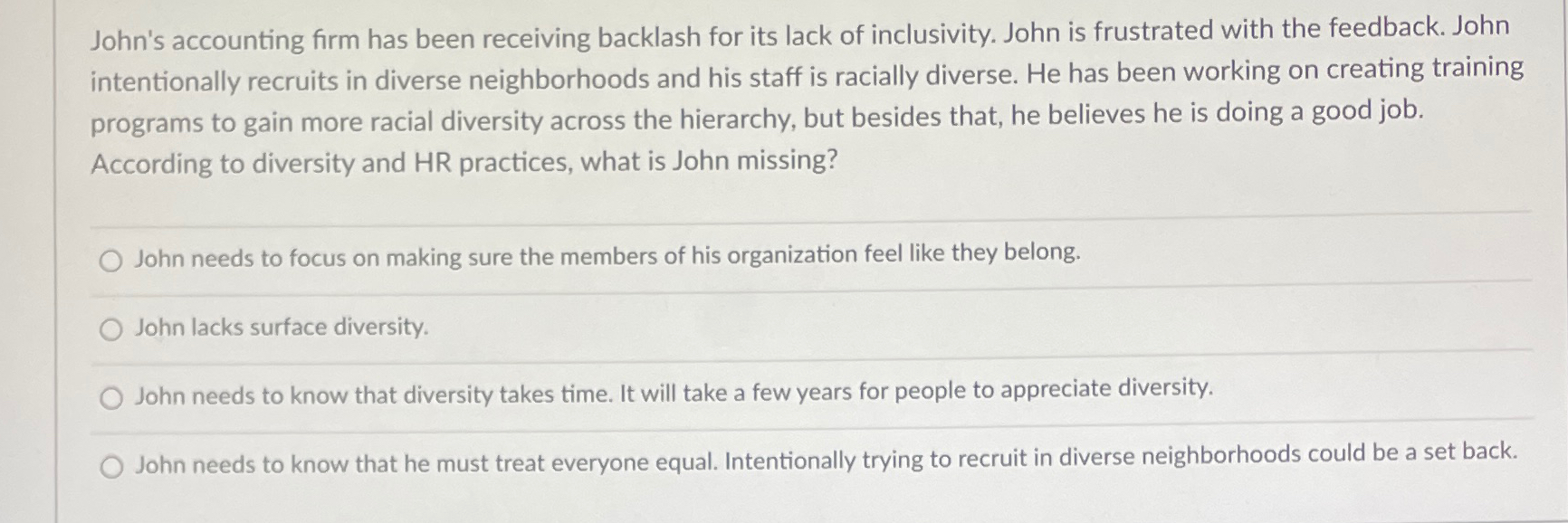 Solved John's accounting firm has been receiving backlash | Chegg.com