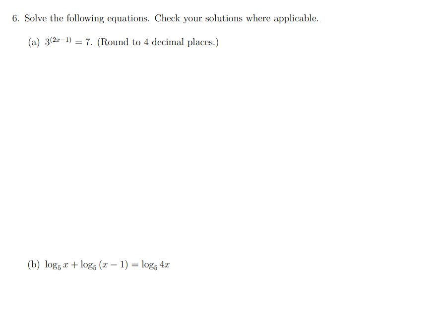 Solved Solve the following equations. Check your solutions | Chegg.com