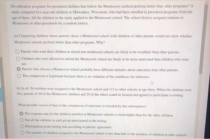 Solved Do education programs for preschool children that | Chegg.com