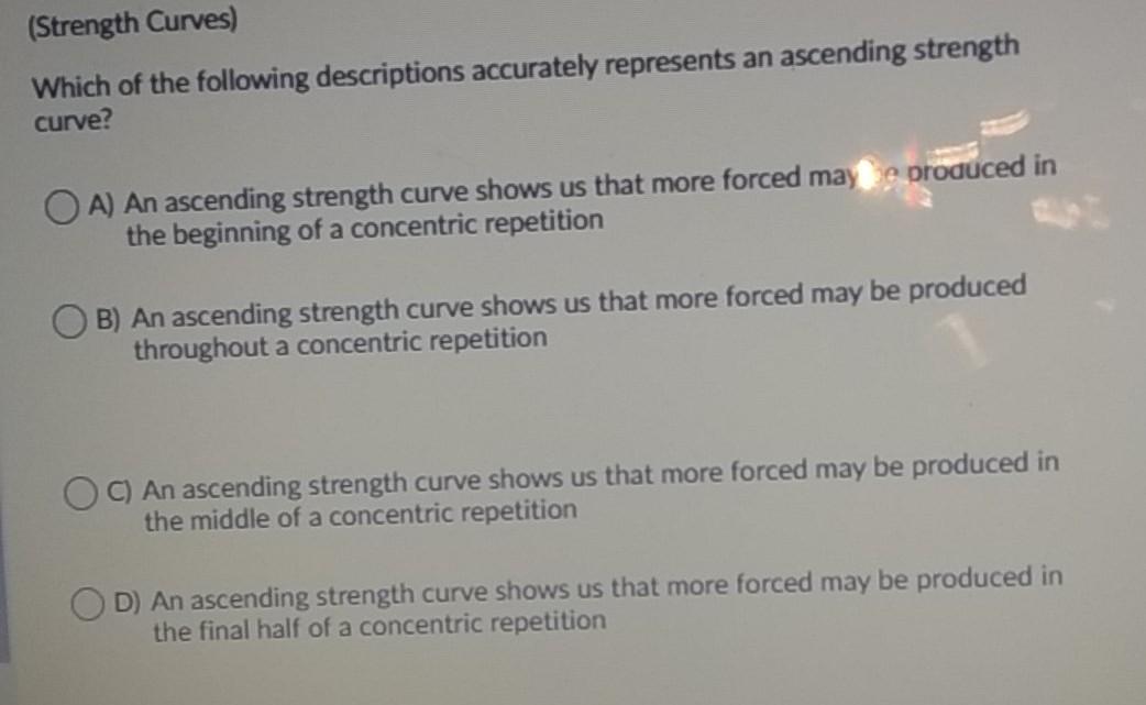 Solved (Strength Curves) Which of the following descriptions | Chegg.com
