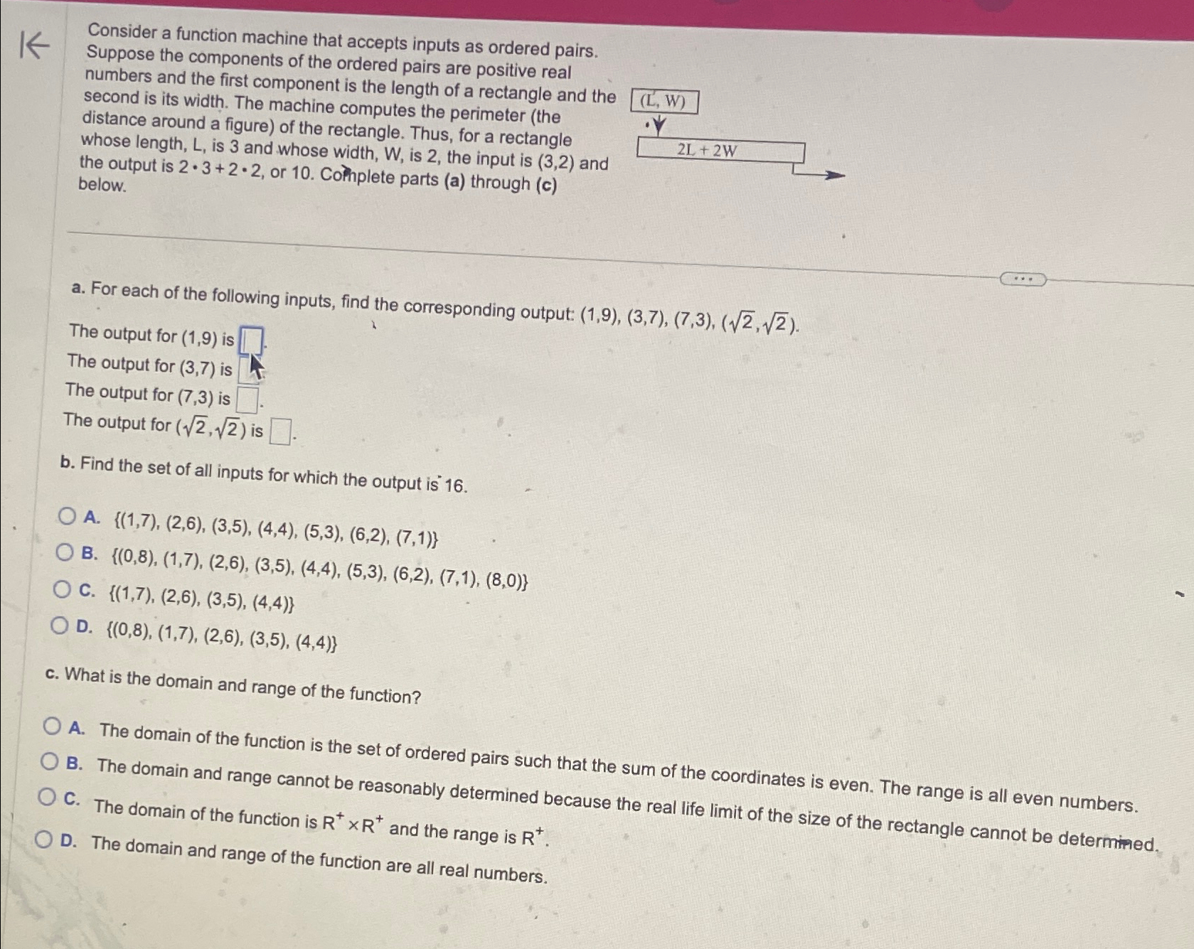 Solved Consider a function machine that accepts inputs as | Chegg.com