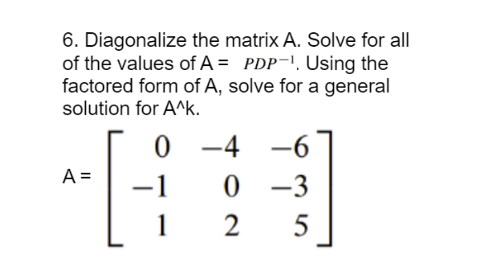 Solved Diagonalize the matrix A. ﻿Solve for all of the | Chegg.com