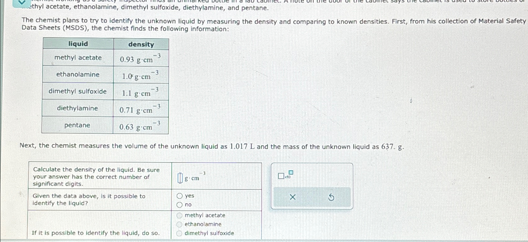 Solved ethyl acetate, ethanolamine, dimethyl sulfoxide, | Chegg.com